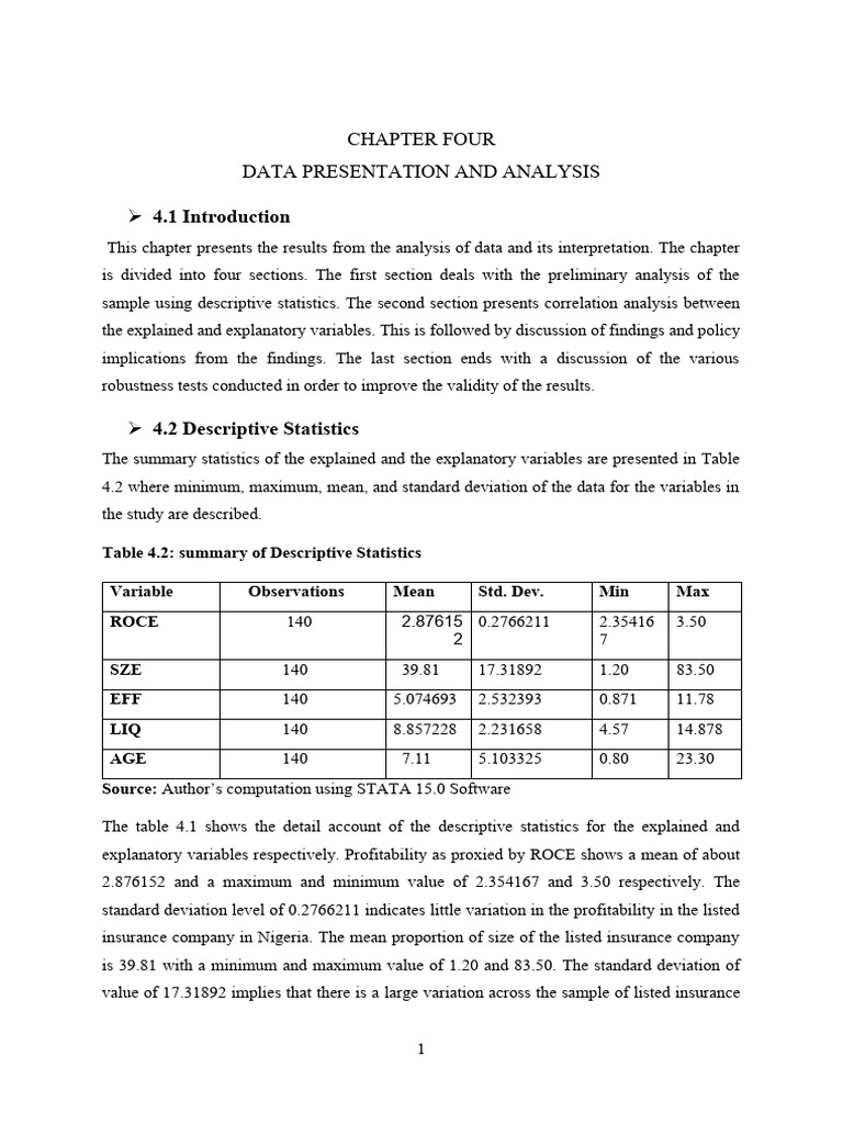 Aishat Acct Chapter Four | PDF | Regression Analysis | Multicollinearity