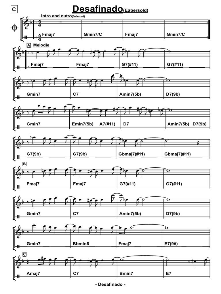 Desafinado (Leadsheet in C) (Eab.) | PDF