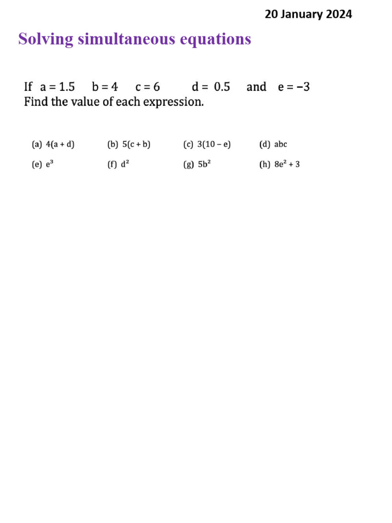5.1 Simultaneous Equations-AZE | PDF | Equations | Mathematics Of Computing