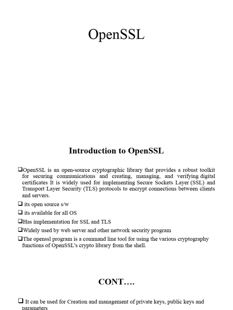 Openssl PPT For Lab | PDF | Key (Cryptography) | Transport Layer Security