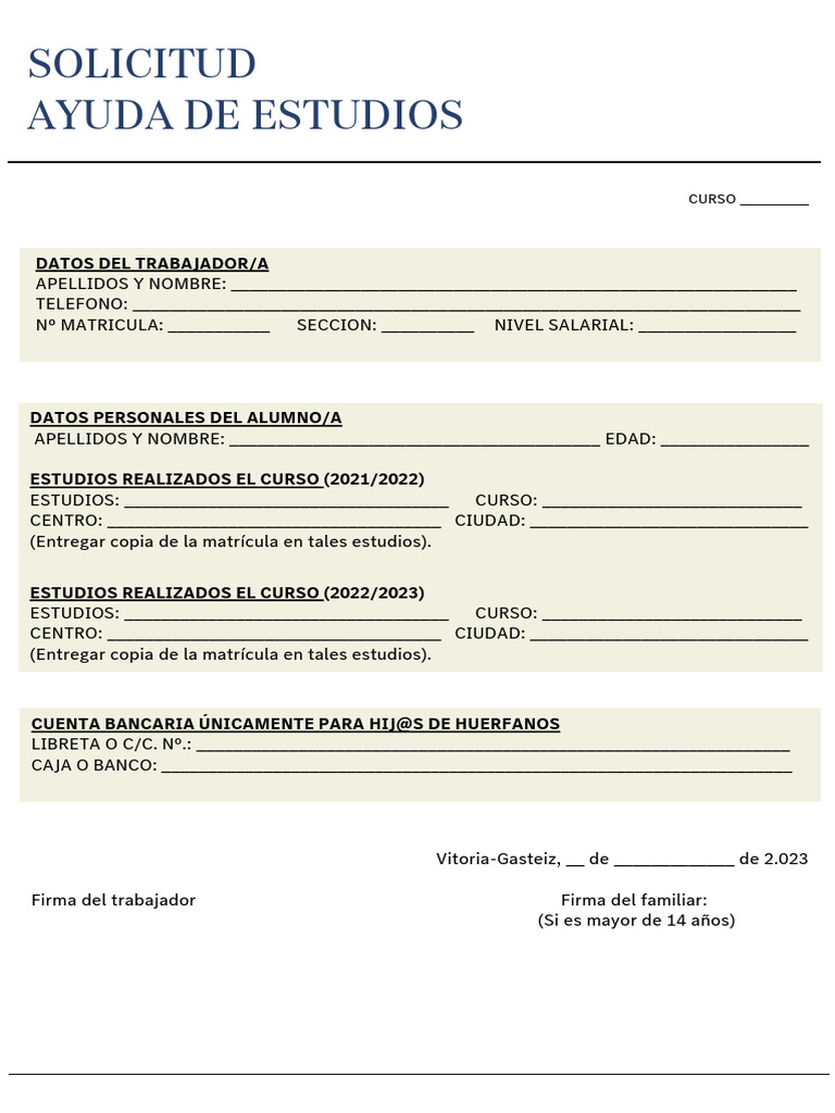 Solicitud Ayuda Al Estudio Curso 2022 - 2023 PDF | PDF | Derecho