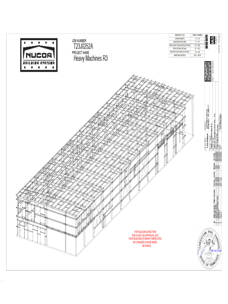 Heavy Machines (T23J0252A) - Erection Drawings | PDF | Structural Steel ...