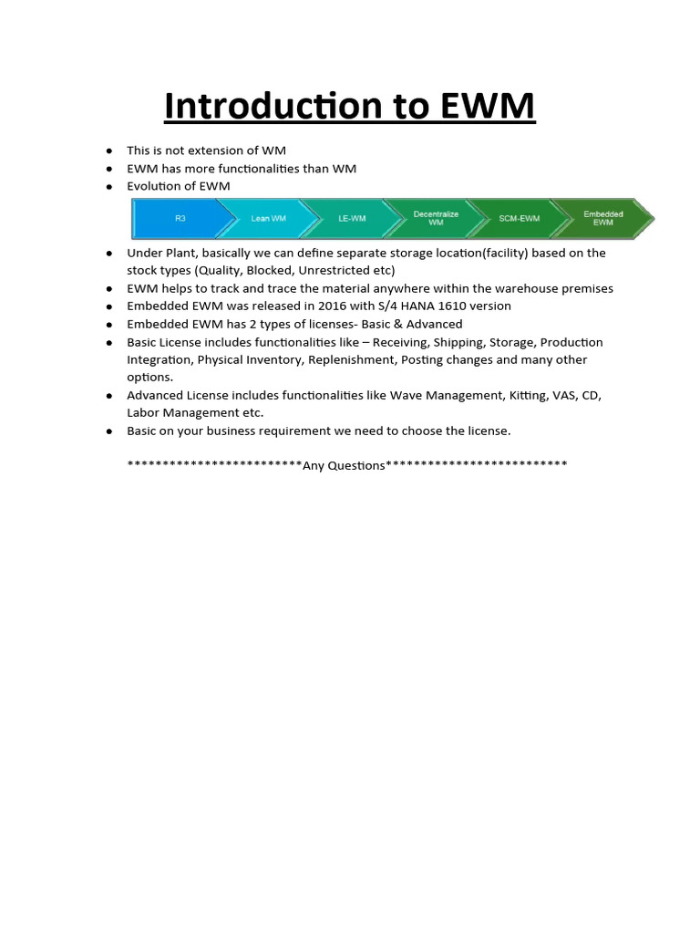 Overview of SAP EWM Licensing Options | PDF