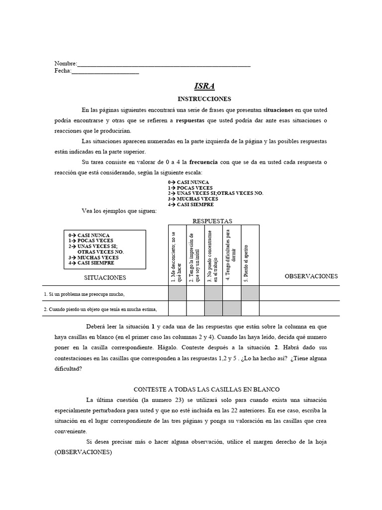 Evaluación de Respuestas Emocionales y Físicas | PDF