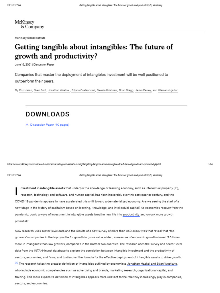 Getting Tangible About Intangibles - The Future of Growth and ...