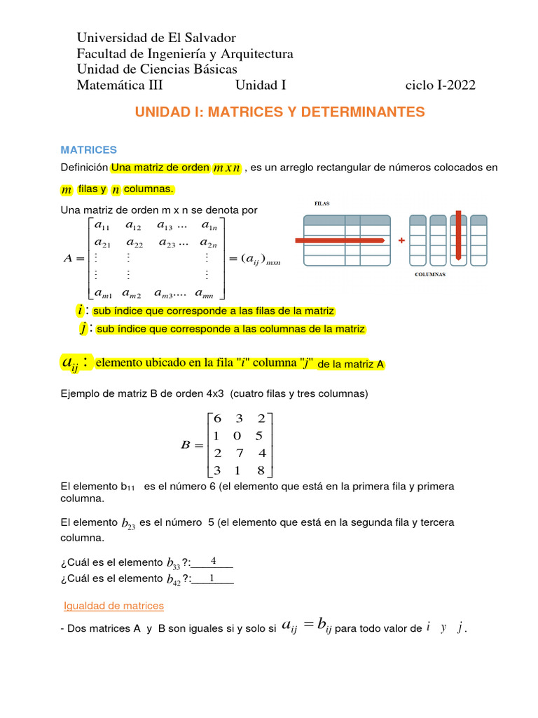 Matrices Parte 1 | PDF | Matriz (Matemáticas) | Determinante