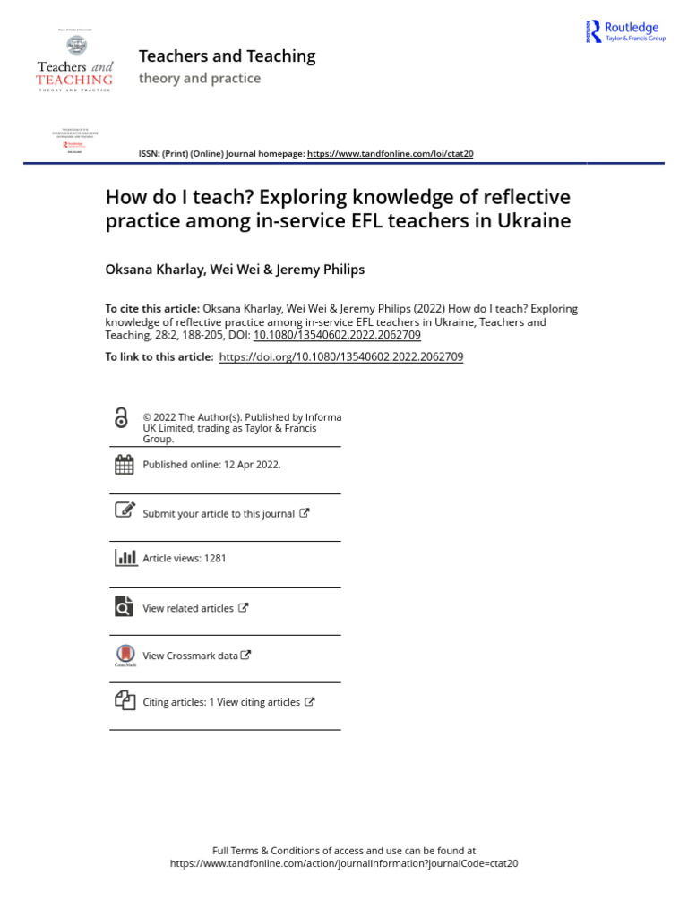 How Do I Teach Exploring Knowledge of Reflective Practice Among In ...