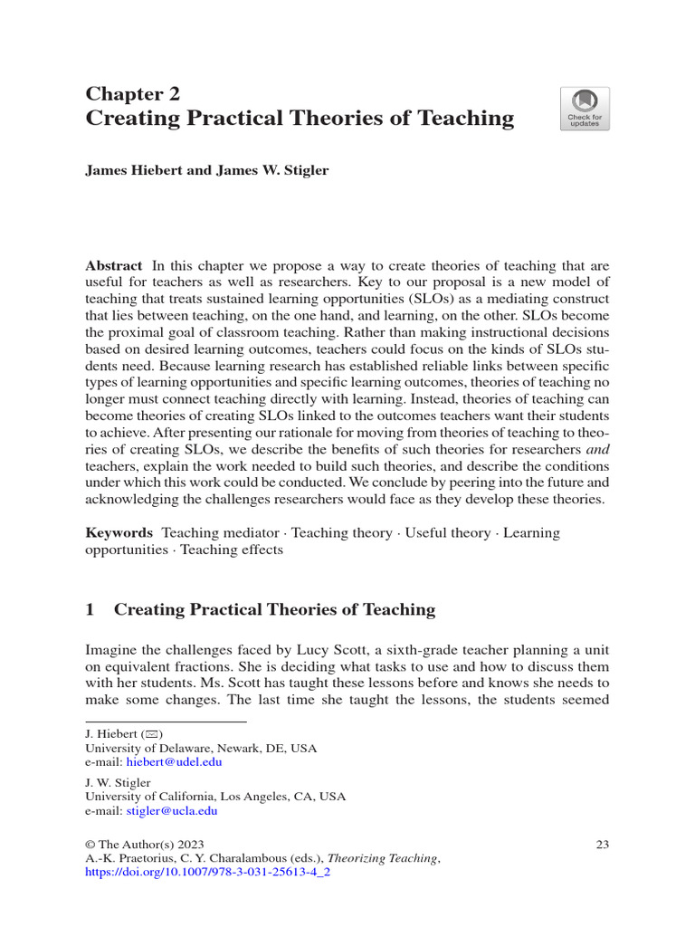 Creating Practical Theories of Teaching | PDF | Hypothesis | Teachers