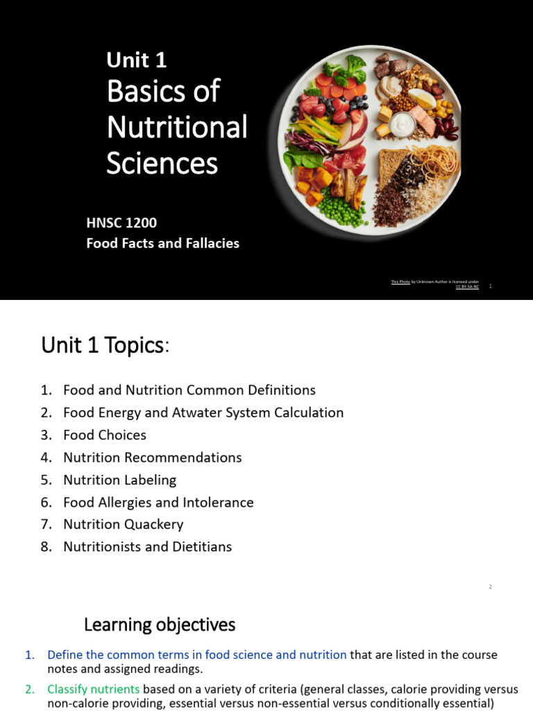 Unit 1 - Basic of Nutritional Science | PDF