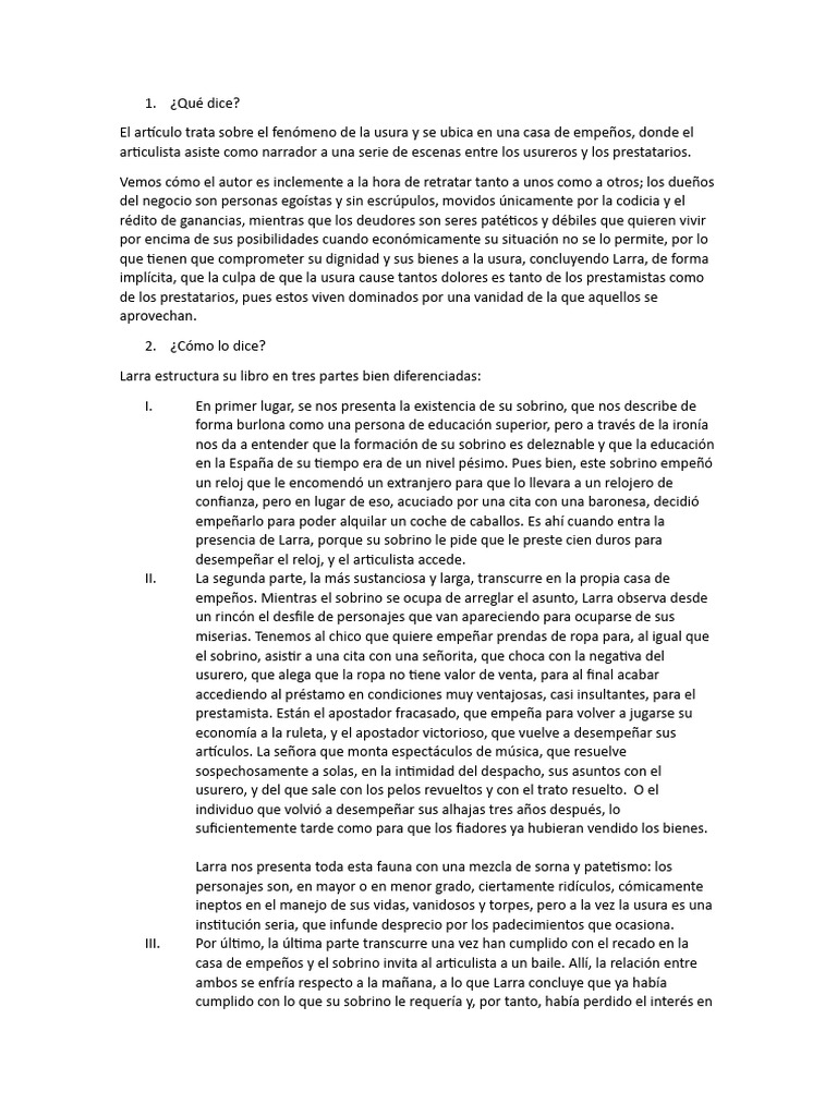 Empeños y Desempeños - Larra | PDF