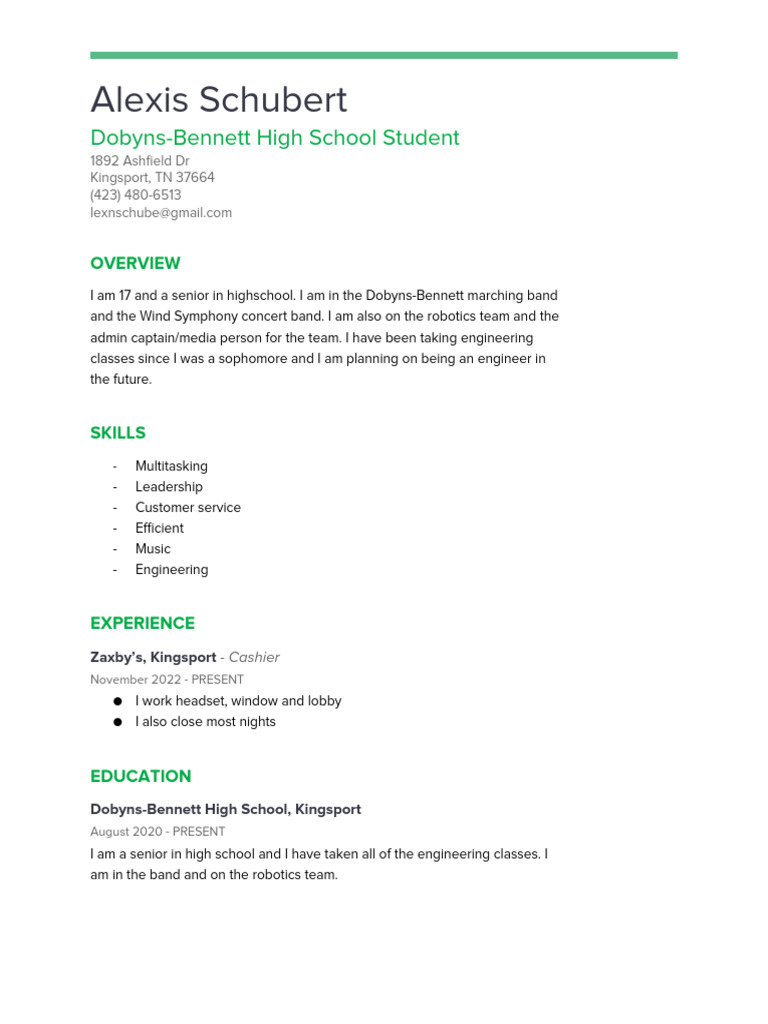 High School Senior's Skills & Experience | PDF | Career & Growth ...