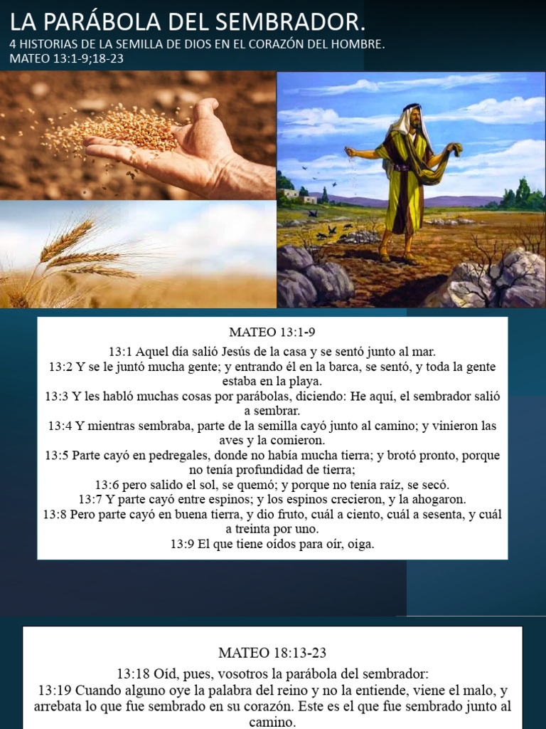 LA PARABOLA DEL SEMBRADOR | PDF | Contenido bíblico | Episodios del ...