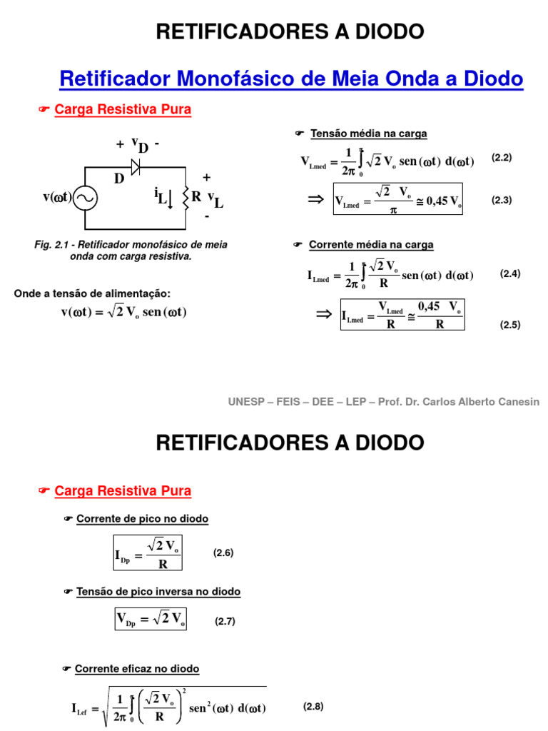 Retificadores a Diodo: Análise e Cálculos | PDF | Retificador ...