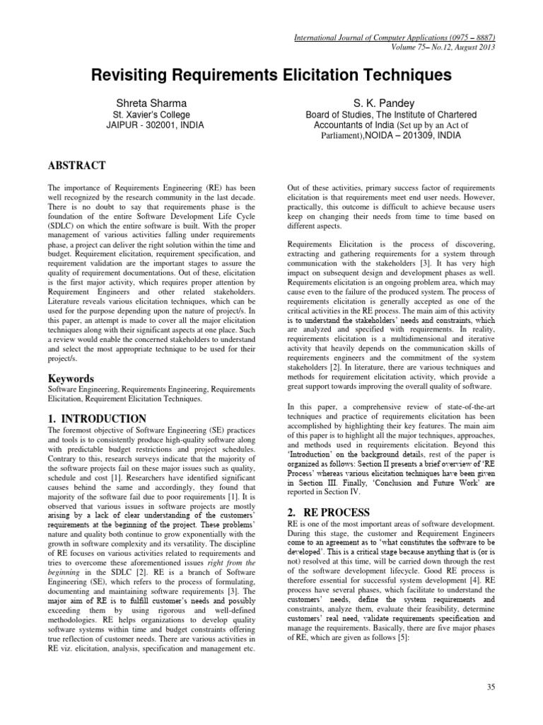 Artigo Revisiting RE Techniques | PDF | Software Development Process ...