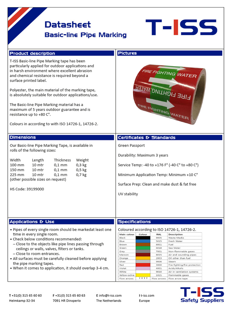 Pipe Marking Basic Line Datasheet Revision 2020 | PDF