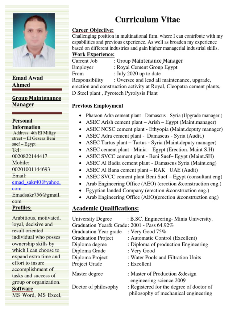 Emad CV | PDF | Engineering