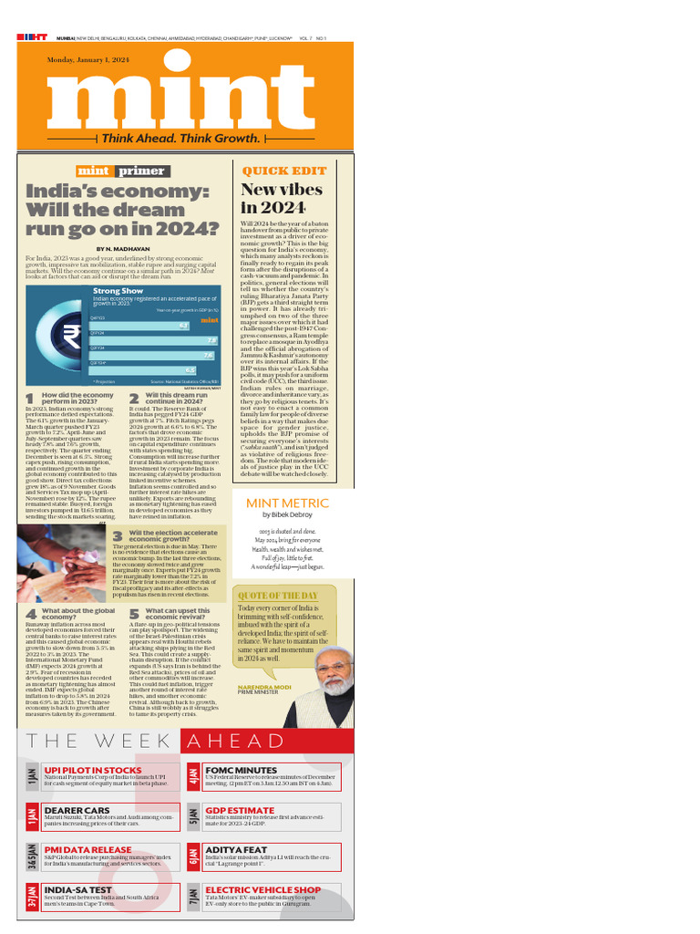 Mint 01.01.2024 | PDF | Economic Growth | Inflation