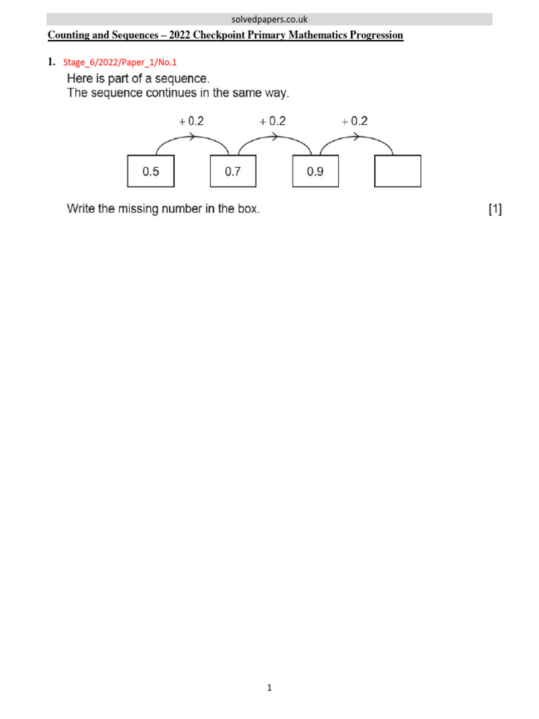 2022 Counting and Sequences Checkpoint Primary Progression | PDF | Business