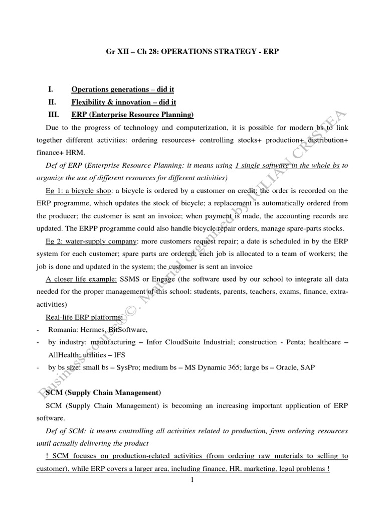 XII - CH 28 - Operations Strategy - ERP | PDF | Supply Chain Management ...