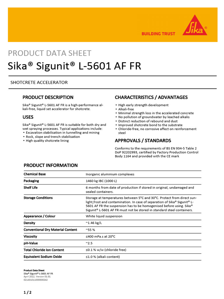 Sika Sigunit L 5601affr | PDF | Concrete | Aluminium
