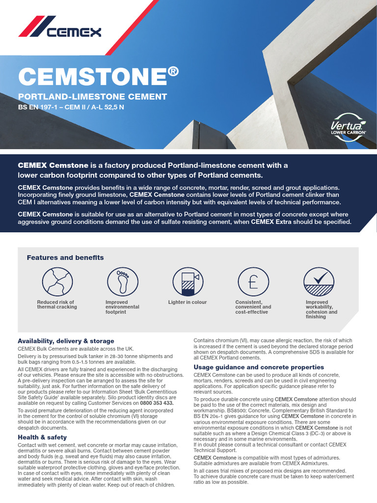 CEMSTONE Datasheet | PDF | Cement | Concrete