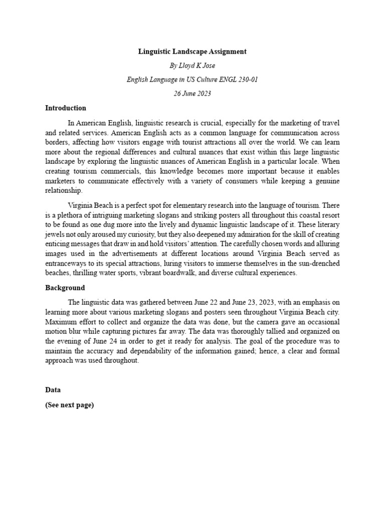 Linguistic Landscape Draft | PDF