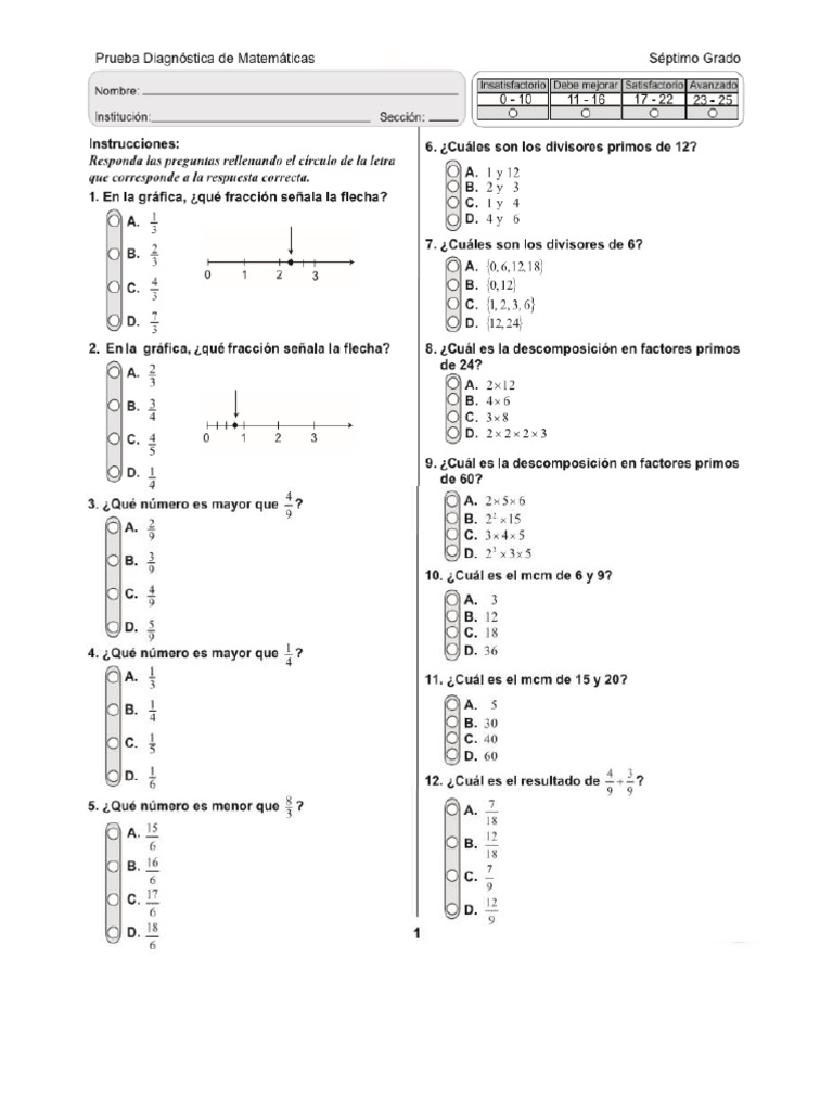 Prueba Mat 7° | PDF
