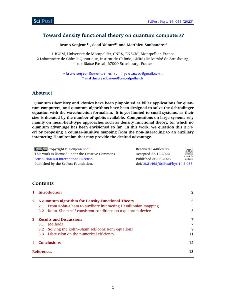 SciPostPhys 14 3 055 | PDF | Density Functional Theory | Quantum Computing