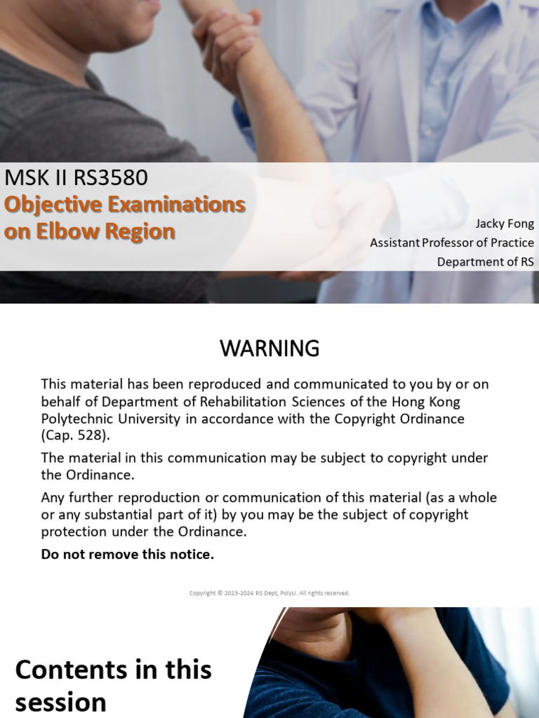 MSKII Elbow OE - Student | PDF | Elbow | Anatomical Terms Of Motion