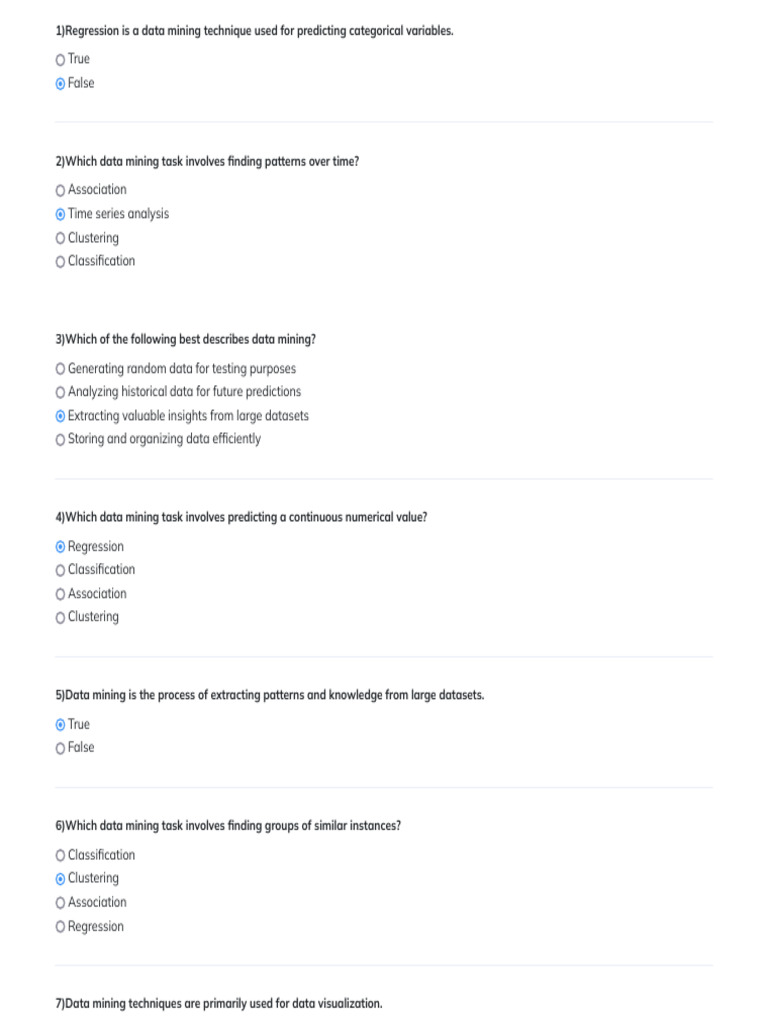 Quiz 1 | PDF | Data Mining | Data