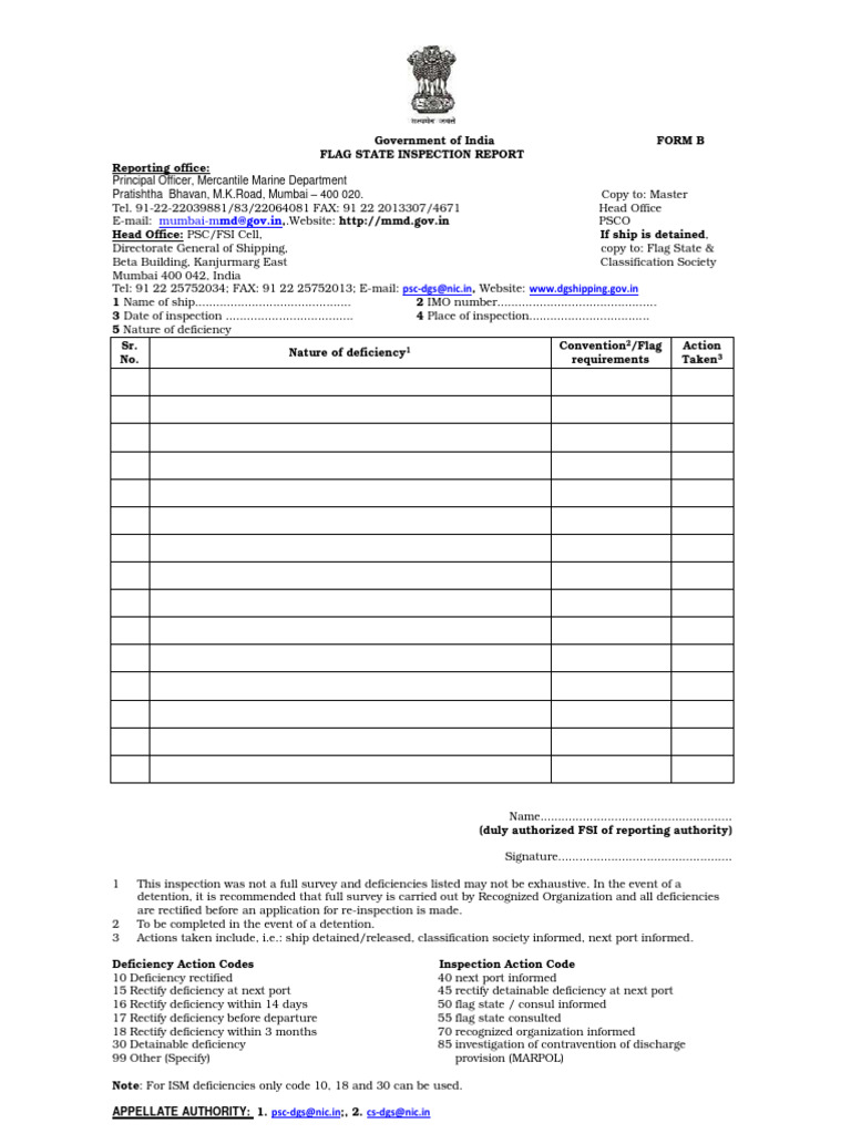 FSI Form B | PDF | Freight Transport | Ships