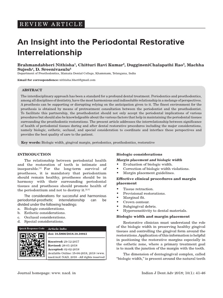 An Infigth Into The Periodontal Restorative Interrelationship | PDF ...