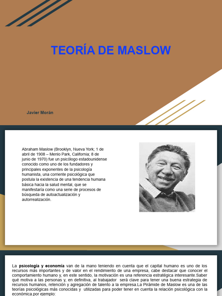 Teoría de Maslow - Javier Morán | PDF | Conceptos psicologicos | Ciencias del comportamiento