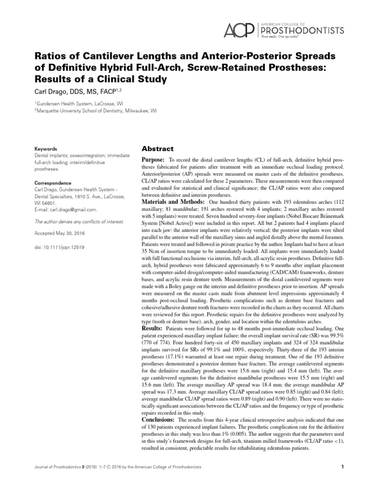 Relaciones Voladizo Posterior en Prótesis Híbrida | PDF | Dental ...