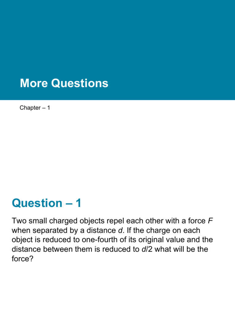 CH 01 More Questions | PDF | Electric Charge | Force