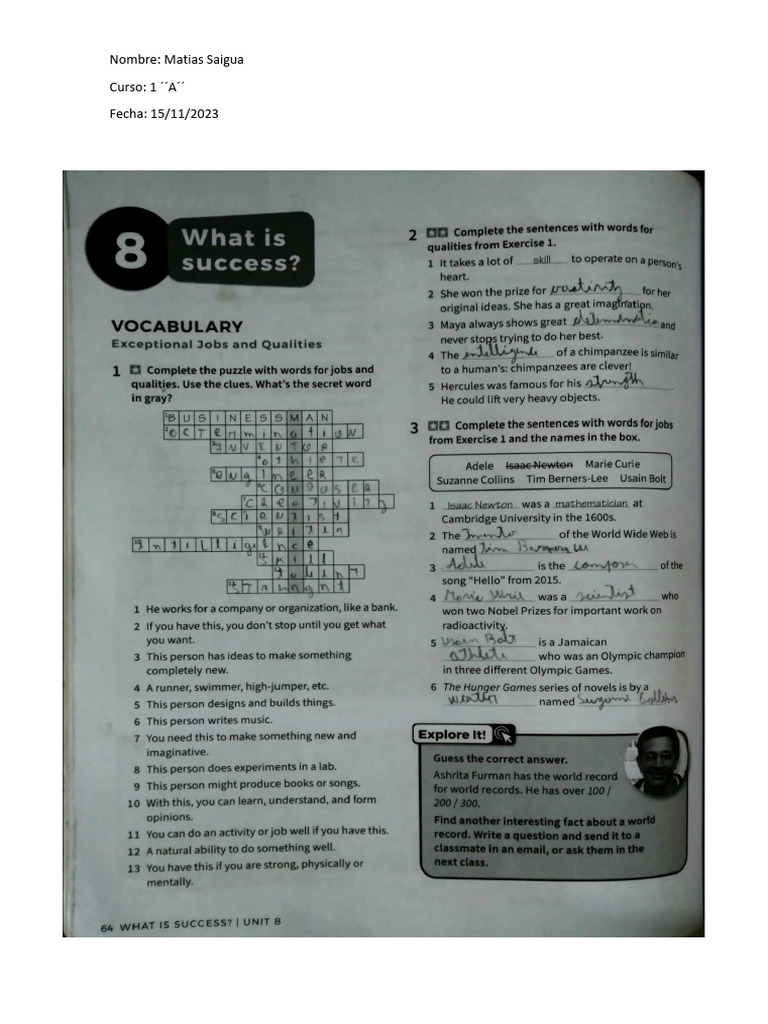 Deber de Ingles Tercer Trimestre | PDF