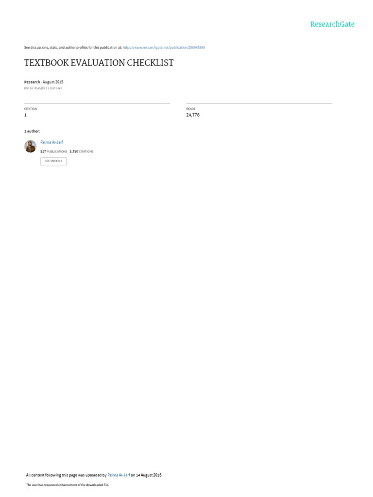 Textbook Evaluation Checklist | PDF | Teachers | Linguistics