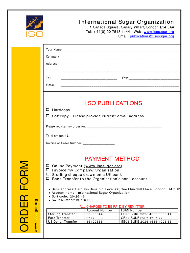 Order Form | PDF | Banking | Payments