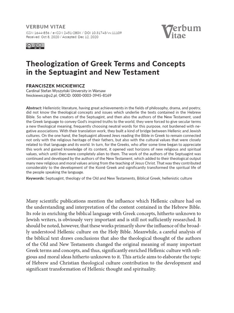 Theologization of Greek Terms and C | PDF | Bible | Koine Greek