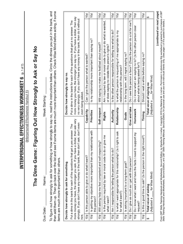 DBT - Dime Game | PDF