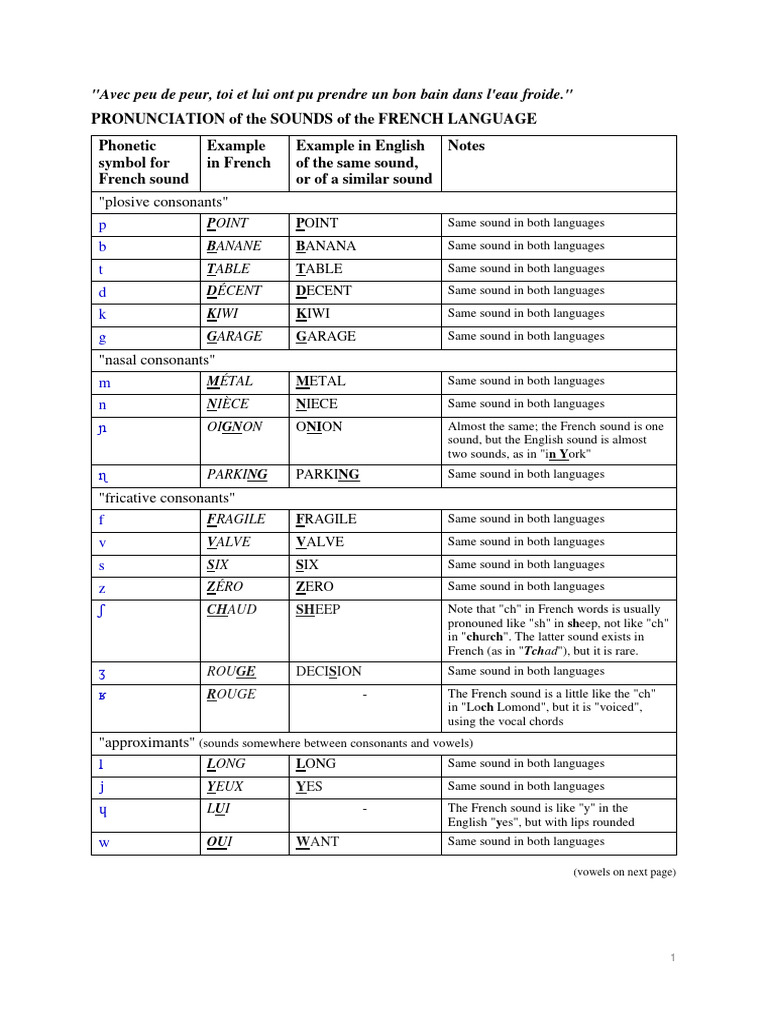 French Pronunciation Guide | PDF