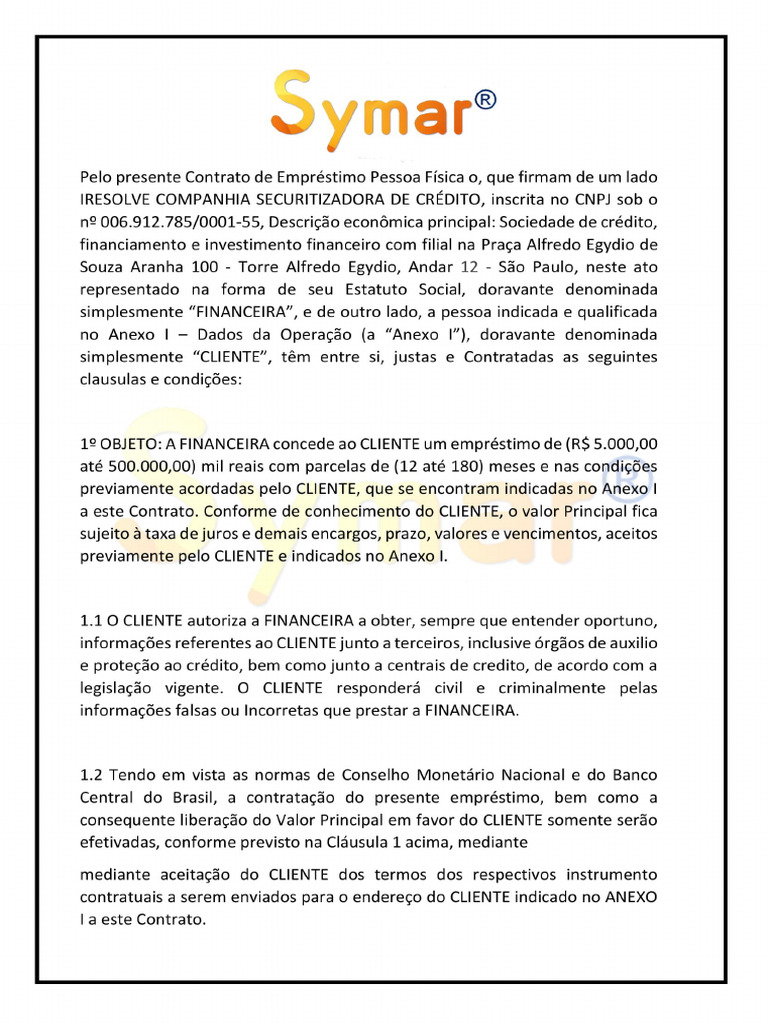 Contrato Pessoal Symar | PDF