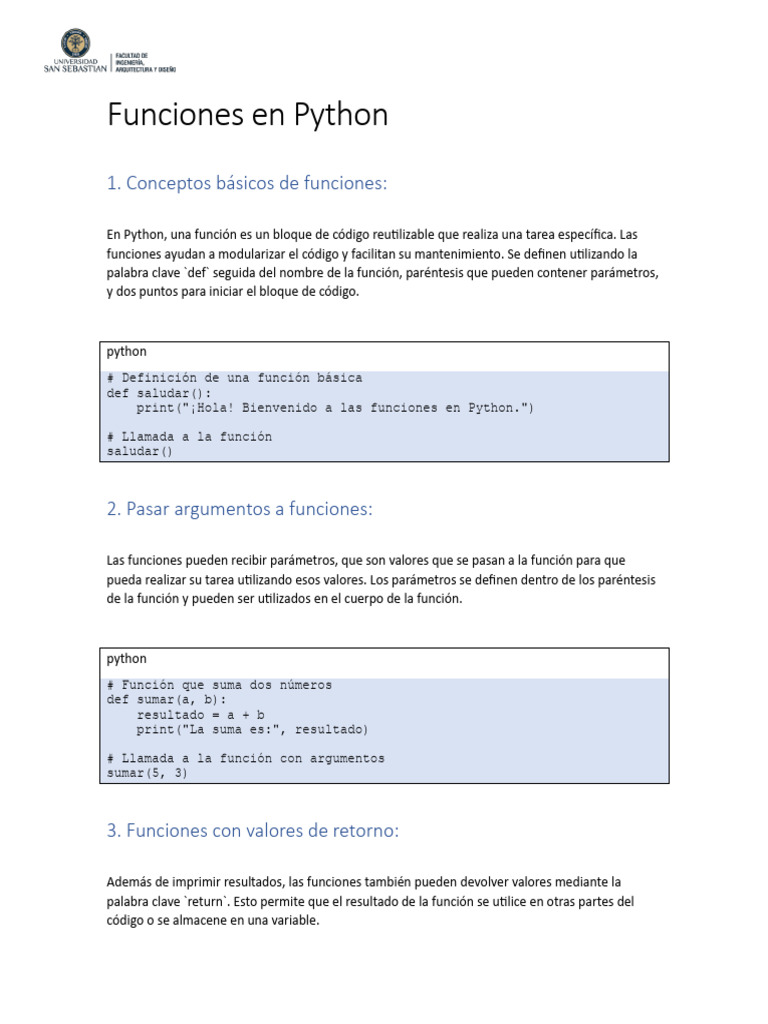 Introducción a Funciones en Python | PDF | Python (lenguaje de ...