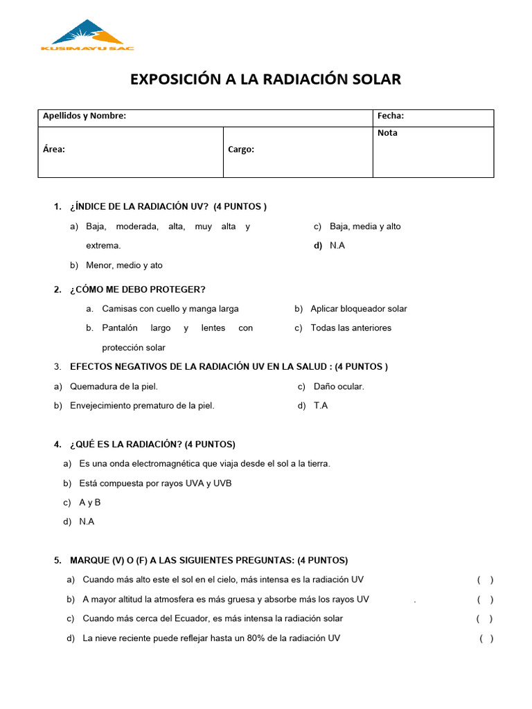 Exposición A La Radiación Solar | PDF