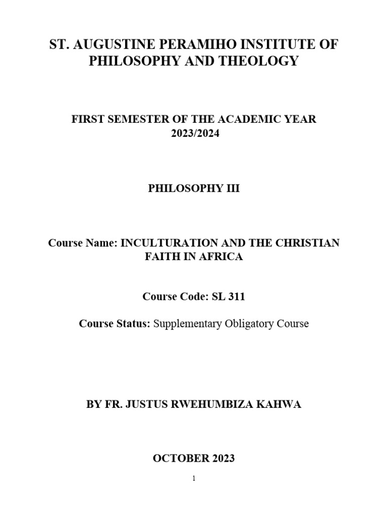 Inculturation & Christian Faith in Africa | PDF