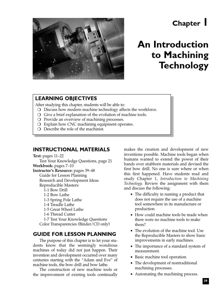 Machining Fundamentals Instructor's Resource 01 An Introduction To ...