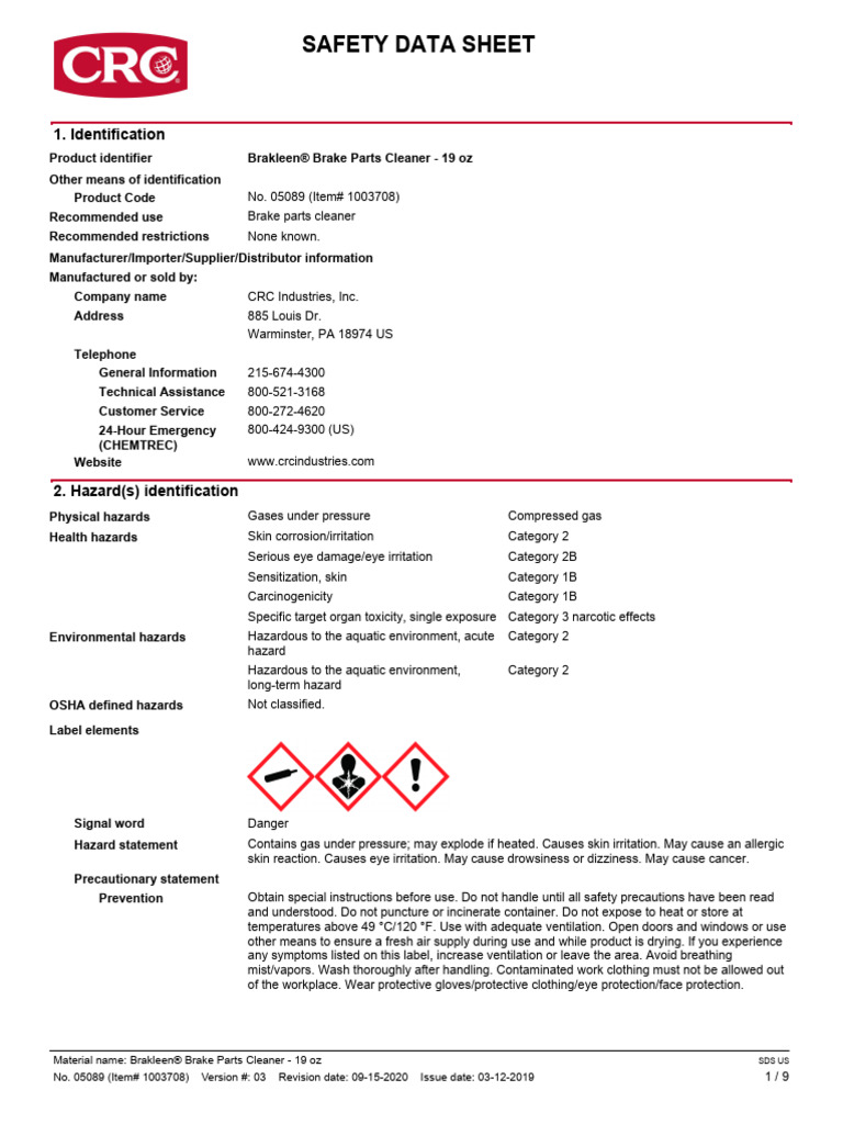 Msds En-1003708 | PDF | Dangerous Goods | Firefighting