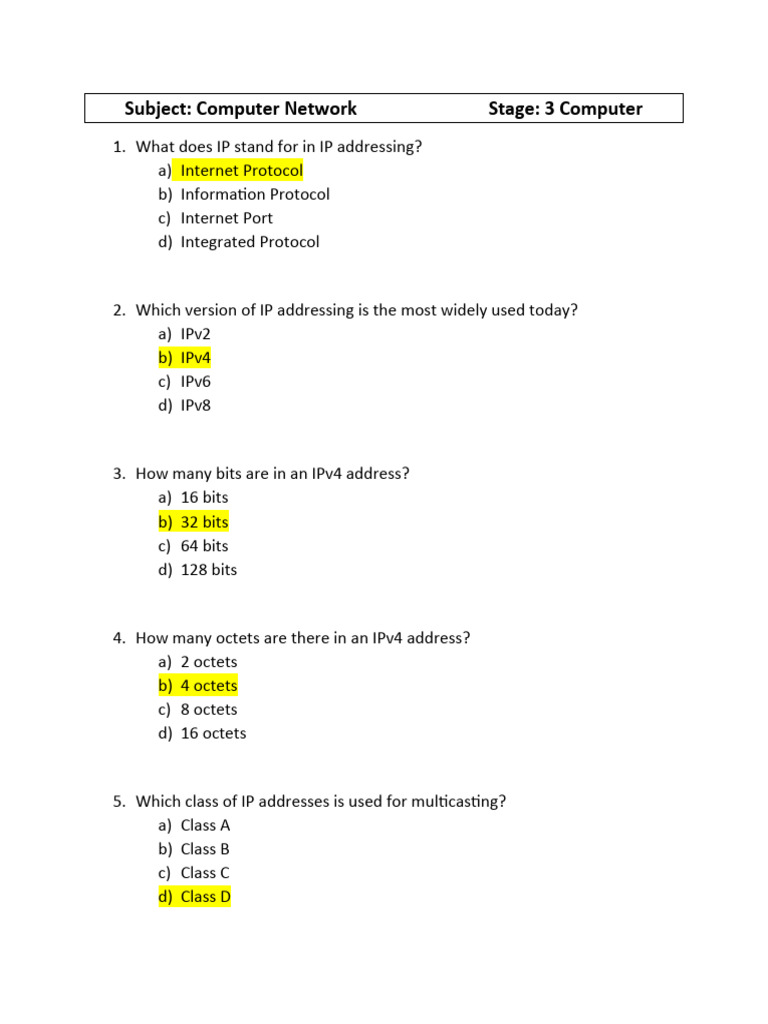 Questions Bank | PDF | Ip Address | Computer Network