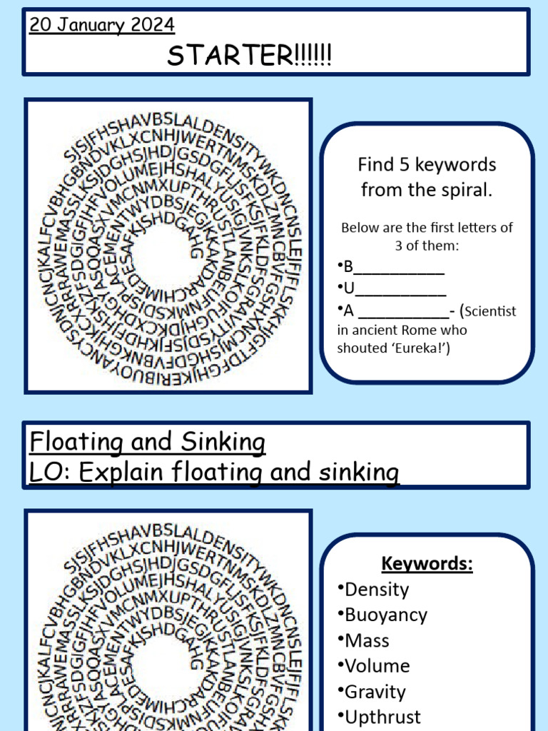 Floating and Sinking YEAR 8 | PDF | Buoyancy | Density