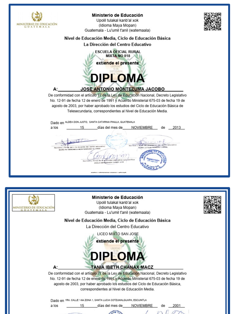 Diplomas de Tercero Basico 2019 | Descargar gratis PDF | Guatemala ...